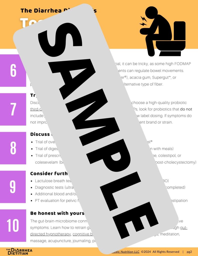 The Diarrhea Dietitian’s Top 10 Tips for Diarrhea (Free!)